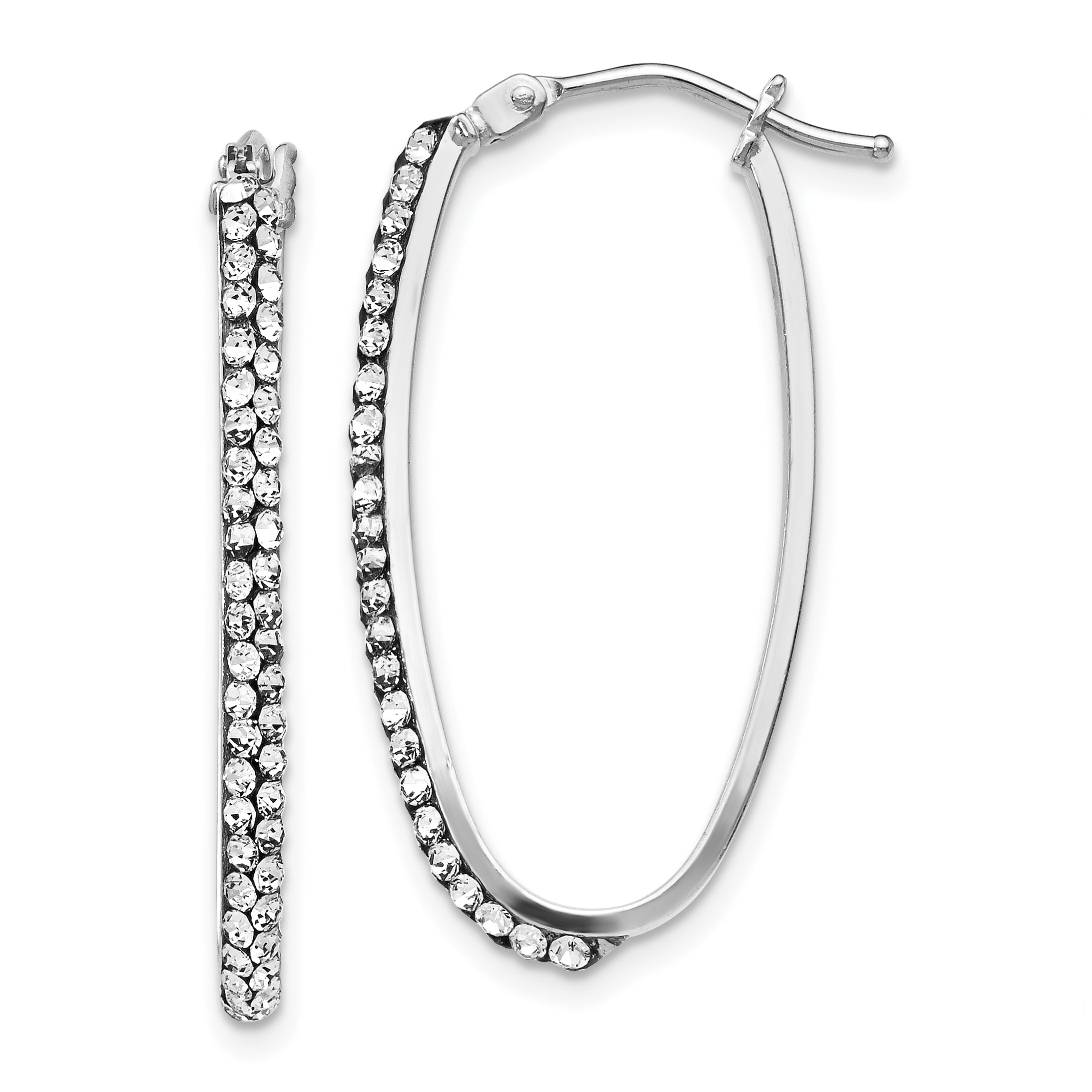 Leslie's 14K WG Crystals from Swarovski Oval Hinged Hoop Earrings ...