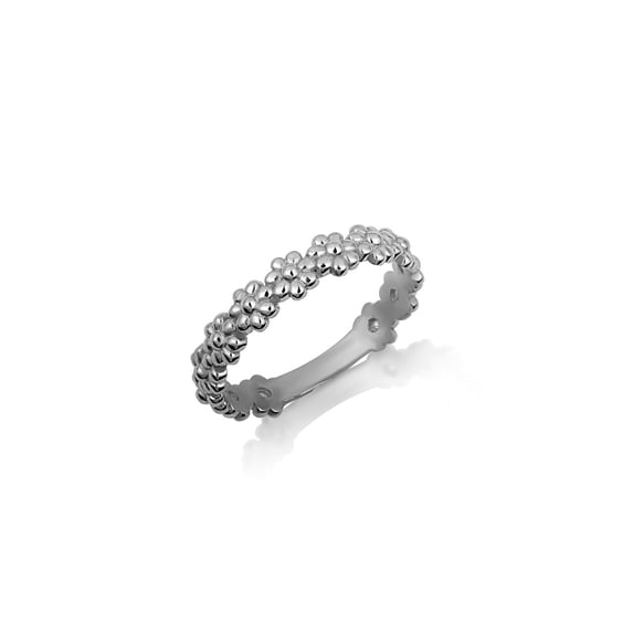 14k White Gold Daisy Flower Band Ring (Size 4) - Walmart.com