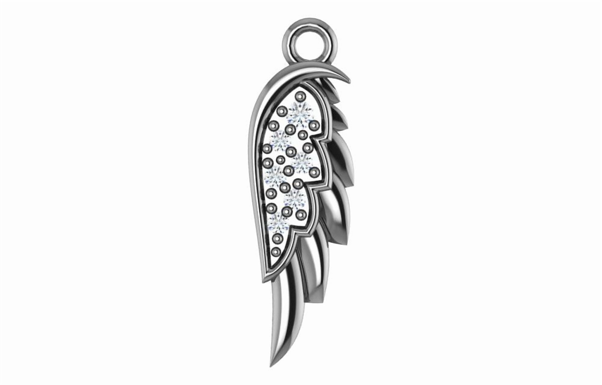 14k White Gold Diamond Angel Wing Dangle Link Finished Finding ...