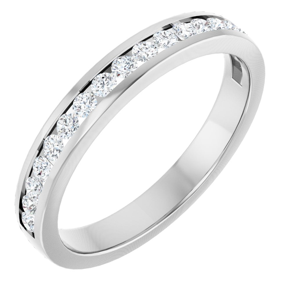 14k White Gold Diamond Channel-Set Bridal Wedding Engagement ...