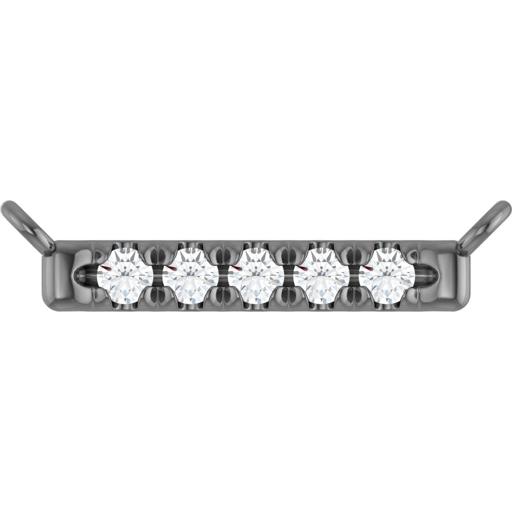 14k White Gold Diamond French-Set Bar Necklace Center Jewelry Finding ...