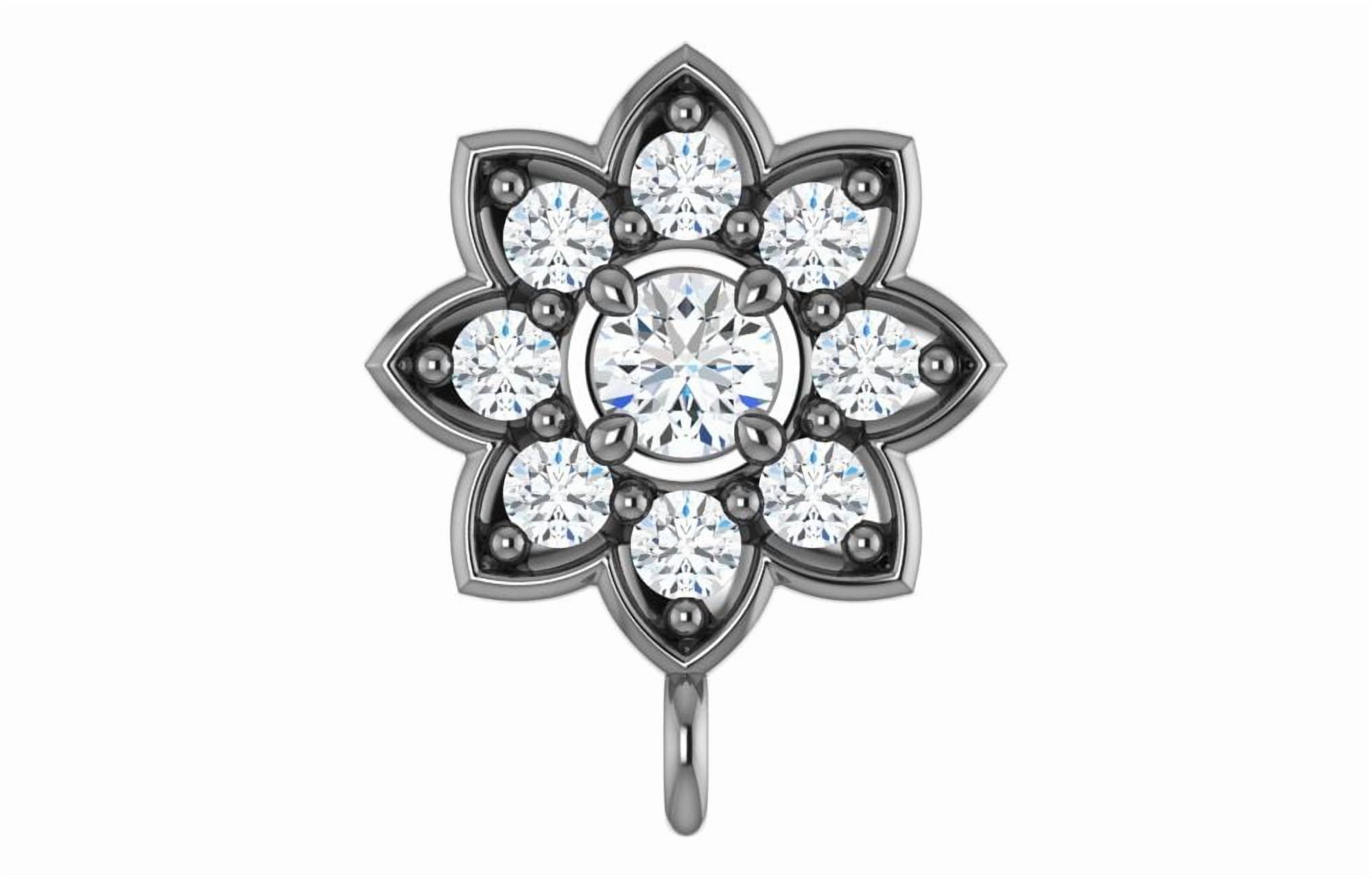 14k White Gold Diamond Hidden Bail with Ring Finished Finding Component ...