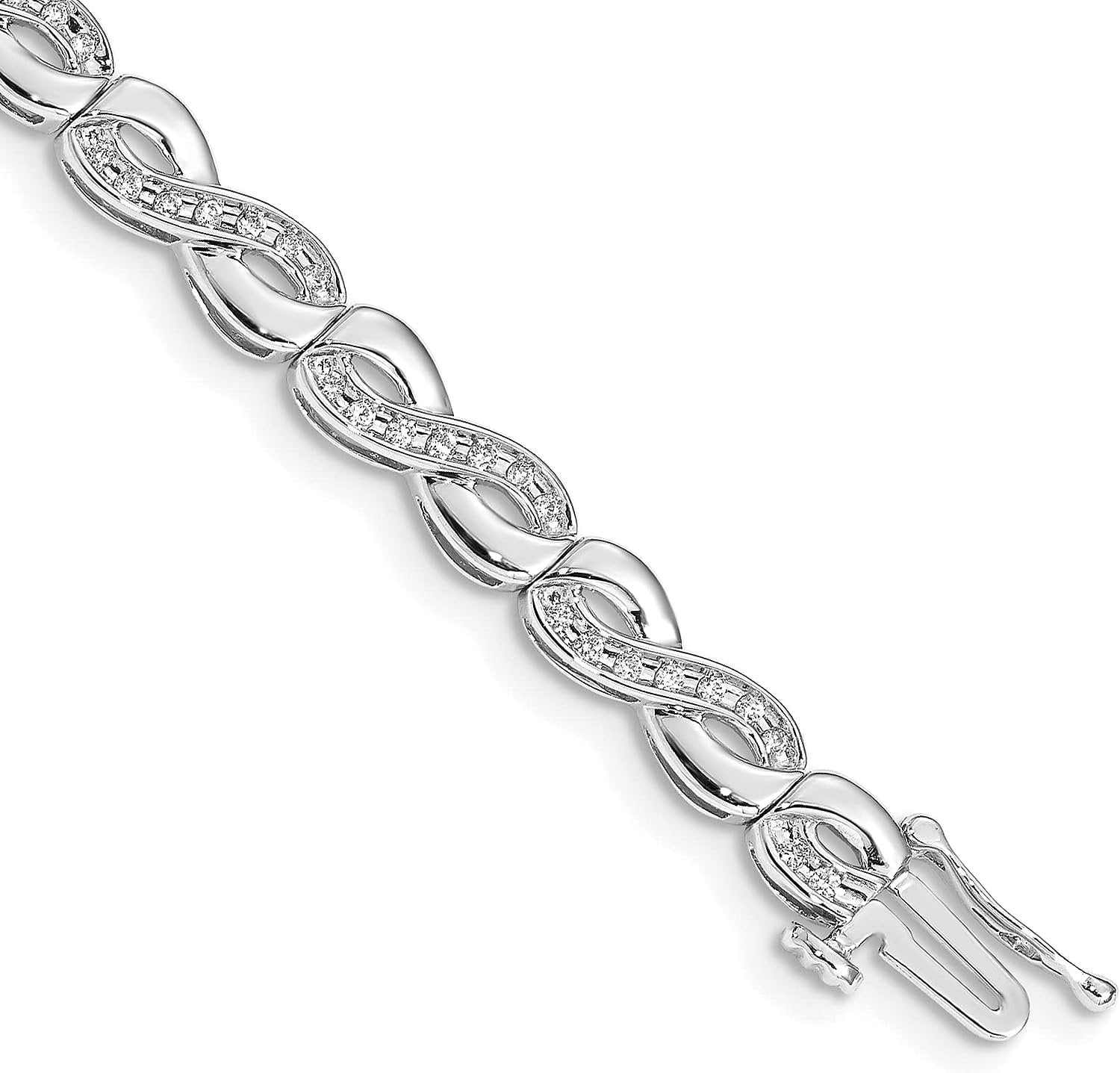 14k White Gold Diamond Infinity Link Bracelet - 7" Natural Diamonds ...