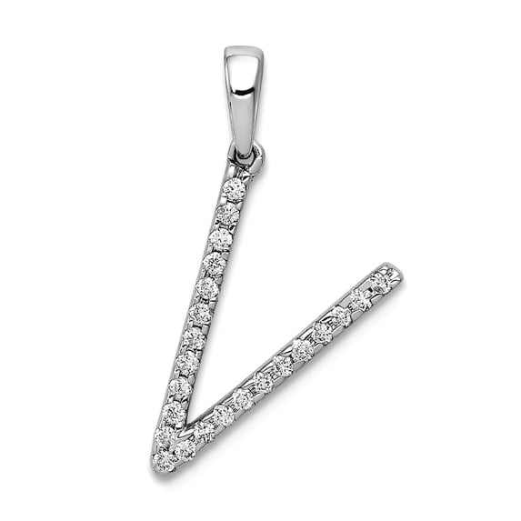 14k White Gold Diamond Letter Name Personalized Monogram Initial V ...