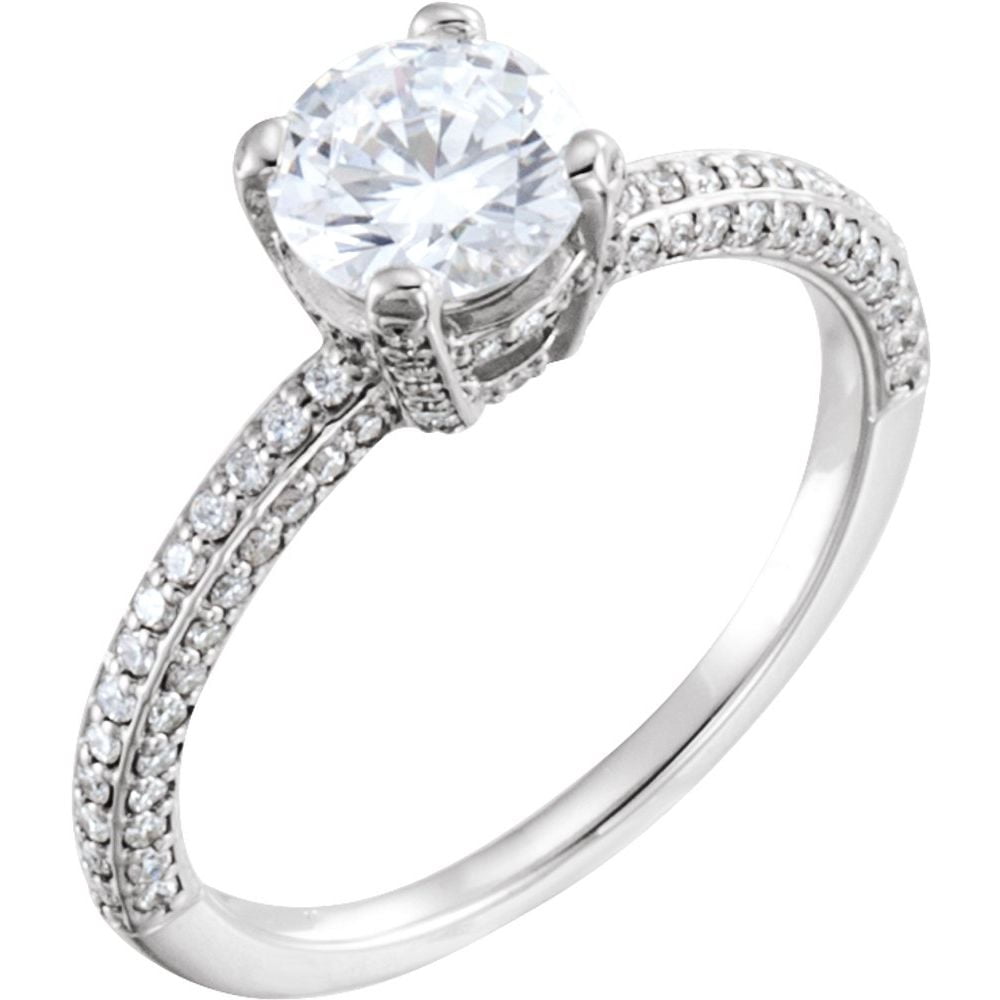 14k White Gold Diamond Semi-Mount Accented Bridal Wedding Engagement ...