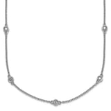 14k White Gold Diamond Station Cable Necklace 18 Inch Pendant Necklace ...
