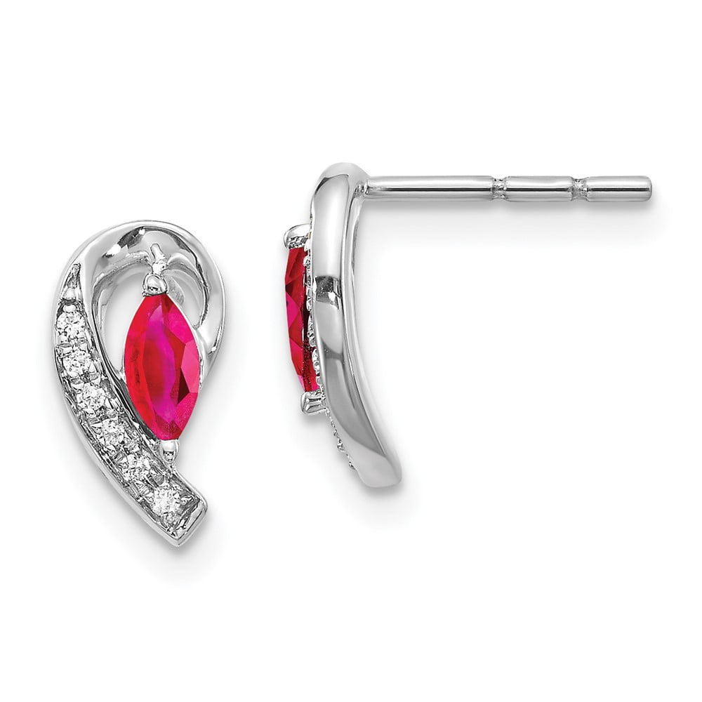 14k White Gold Diamond and Ruby Earrings Fine Jewelry For Women Gifts ...