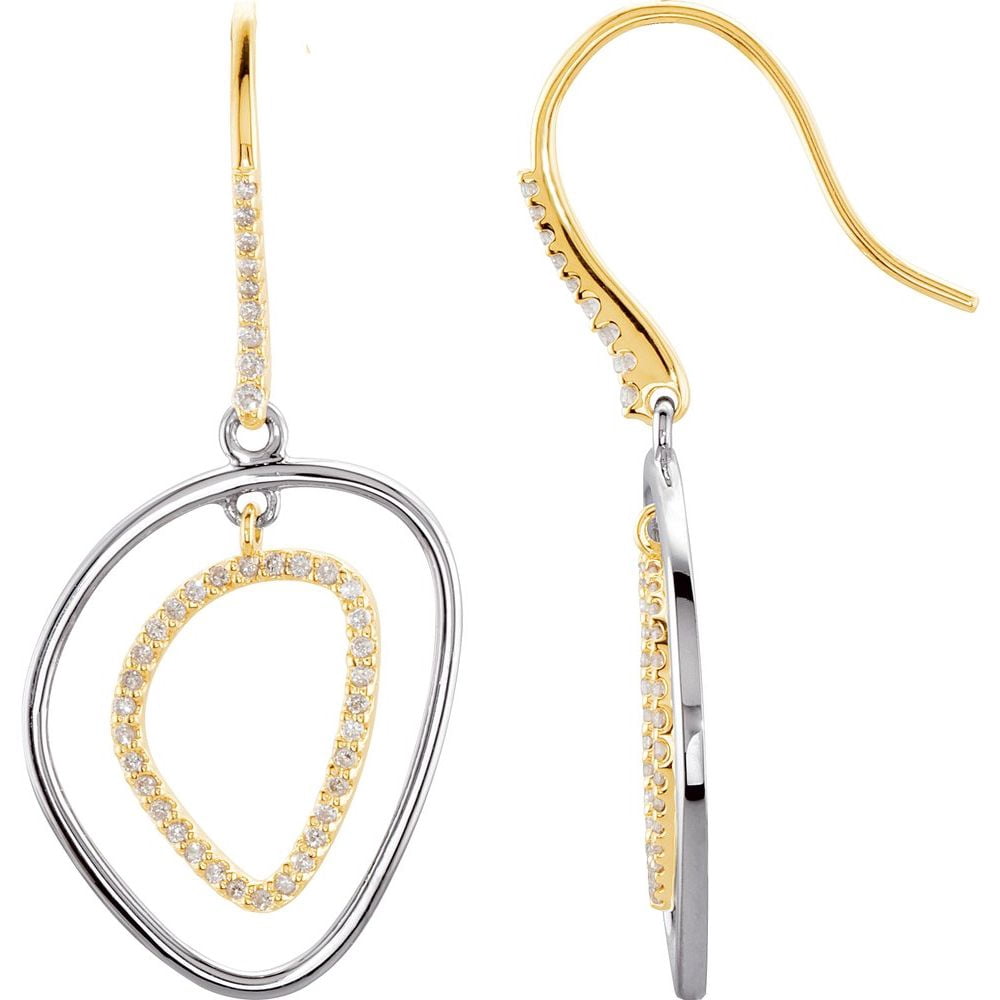 14k White Gold Drop Dangle Earrings Mounting with Bead Blast Finish ...