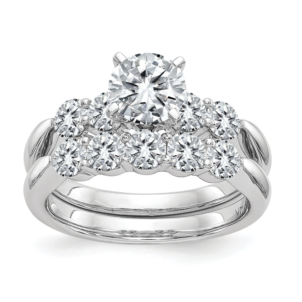 14k White Gold Engagement Wedding Ring 2.44ct. 5 Colorless Moissanite ...