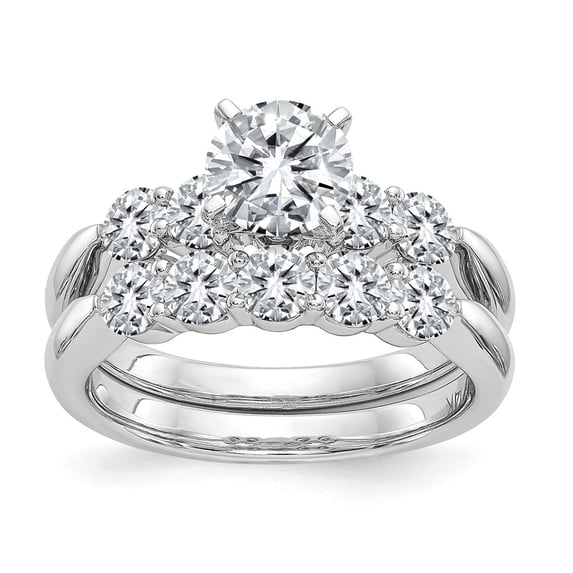 14k White Gold Engagement Wedding Ring 2.44ct. 5 Colorless Moissanite ...
