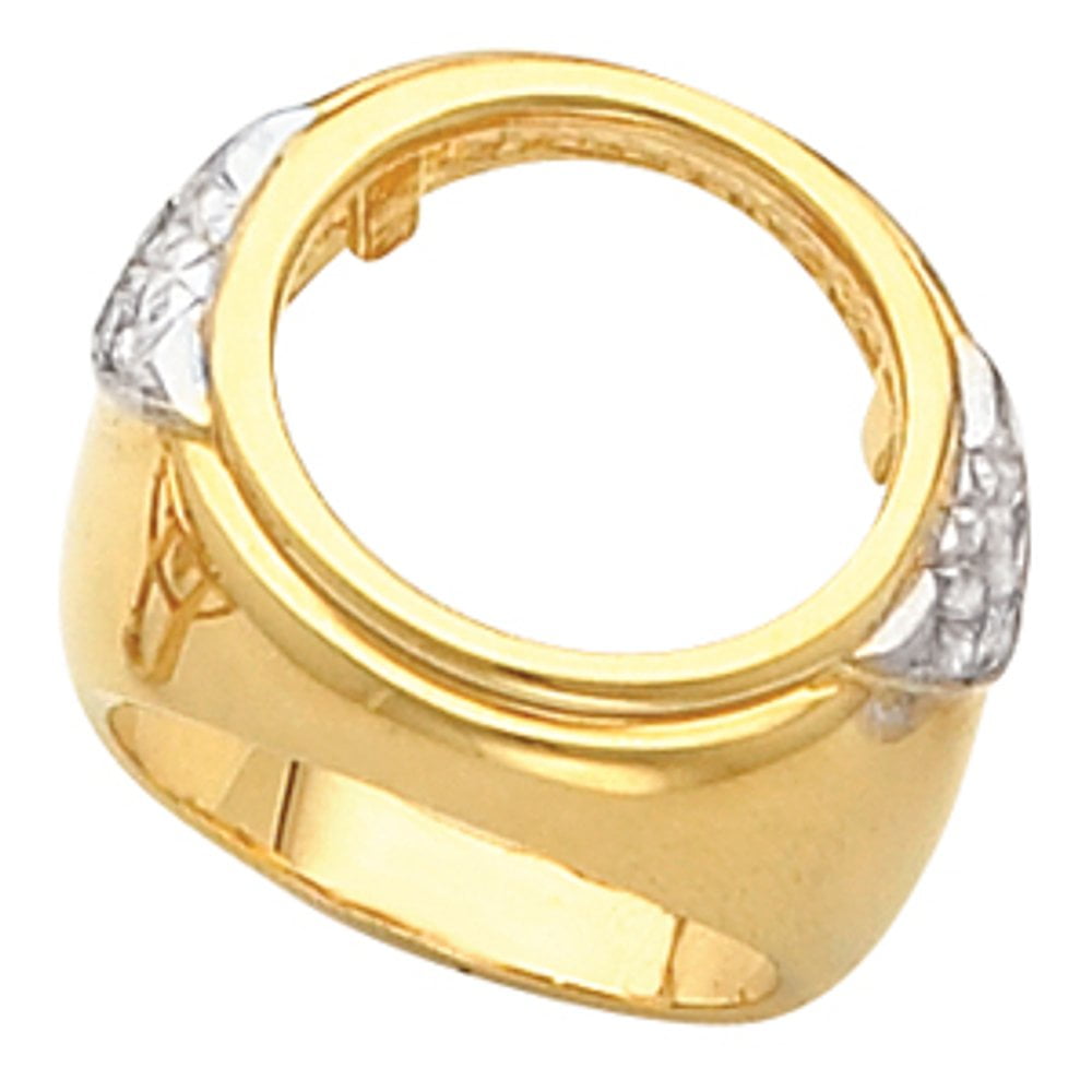 14k White Gold Fashion Ring Frame for 16.5mm Coin Fine Jewelry For ...