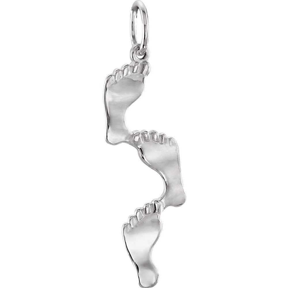 14k White Gold Footprints Religious Spiritual Pendant Fine Jewelry for ...