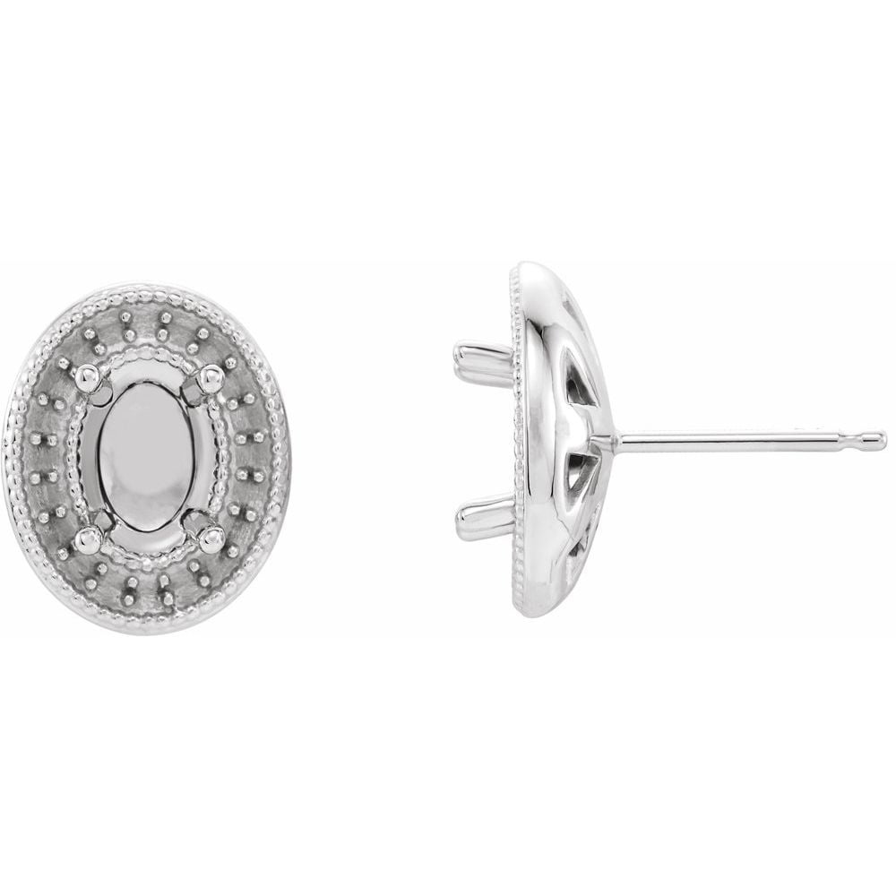 14k White Gold Halo-Style Earring Mounting Fine Jewelry For Women Gifts ...