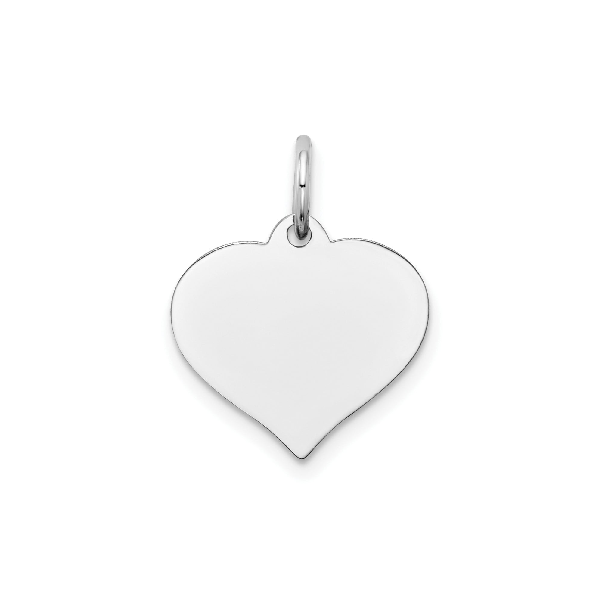 14k White Gold Heart Pendant Charm for Women with Smooth Engravable ...