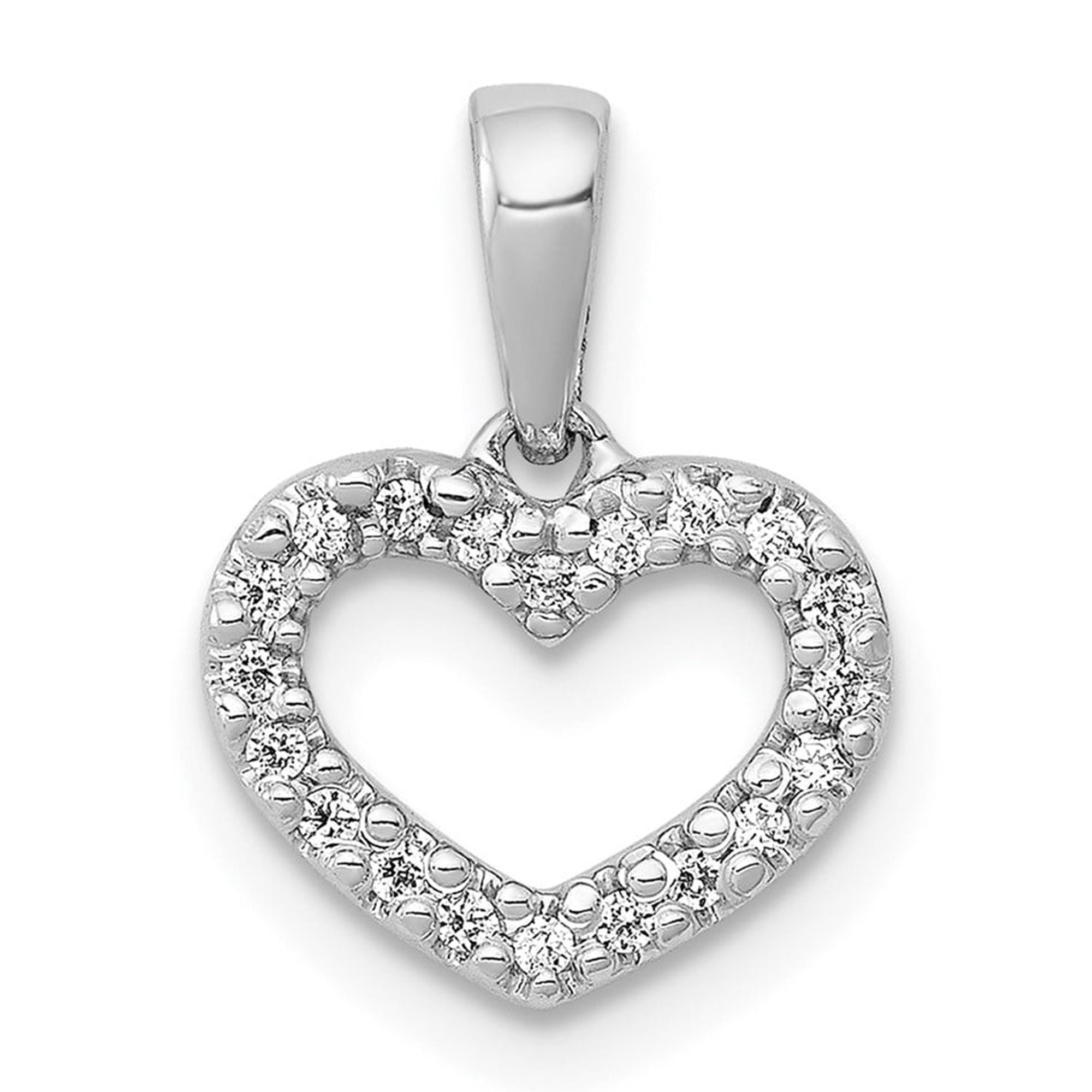 14k White Gold Heart Pendant Necklace for Women with Diamond Accent ...