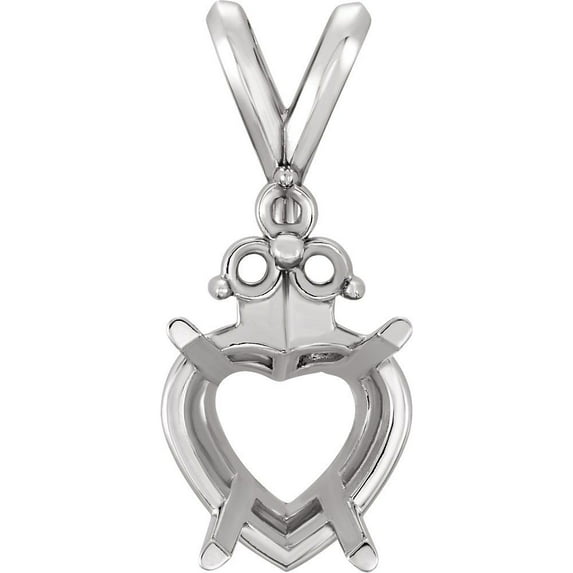 14k White Gold Heart Shape Semi-Mount Wire Basket Pendant Fine Jewelry ...