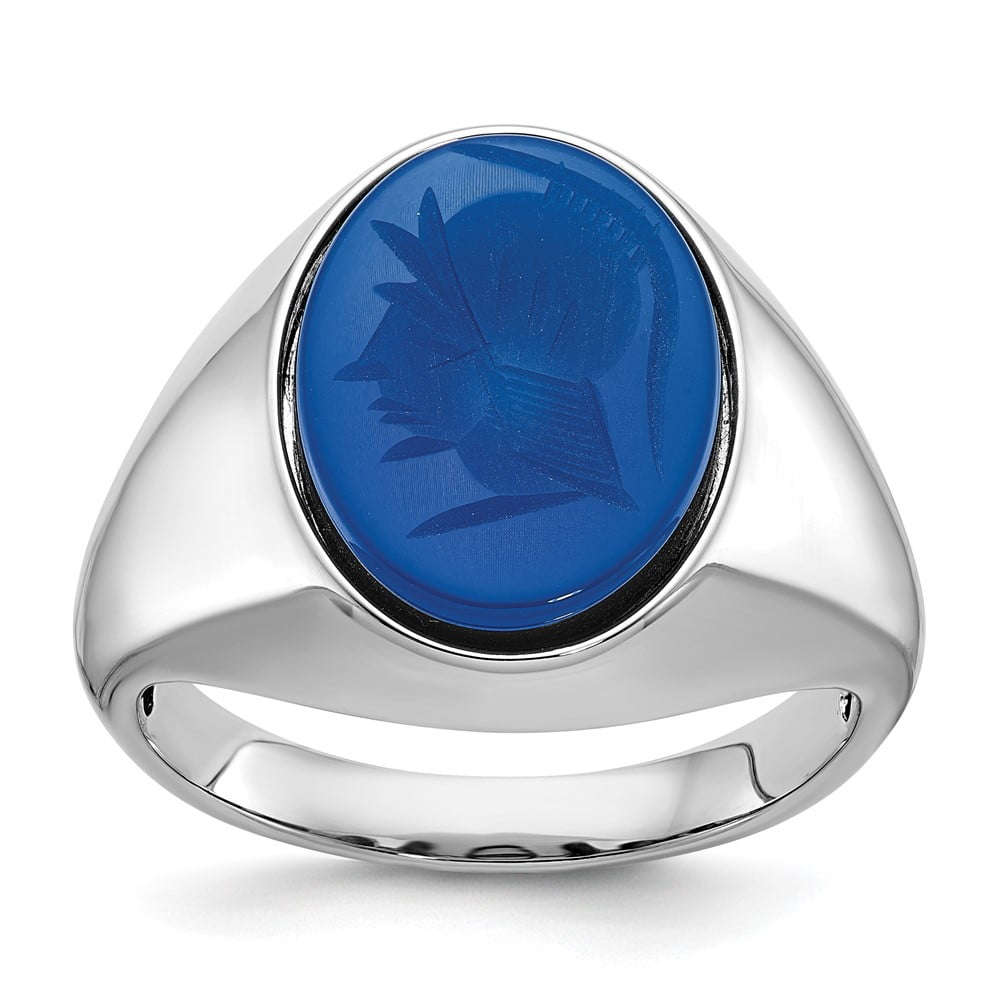 14k White Gold IBGoodman Men's Blue Agate Complete Ring - Walmart.com