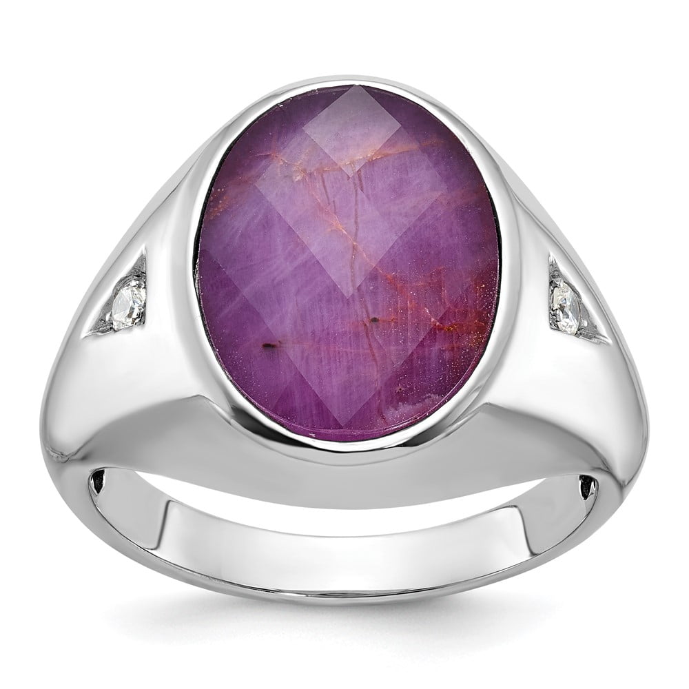 14k White Gold IBGoodman Men's Oval Gemstone and Diamond Ring Mounting ...