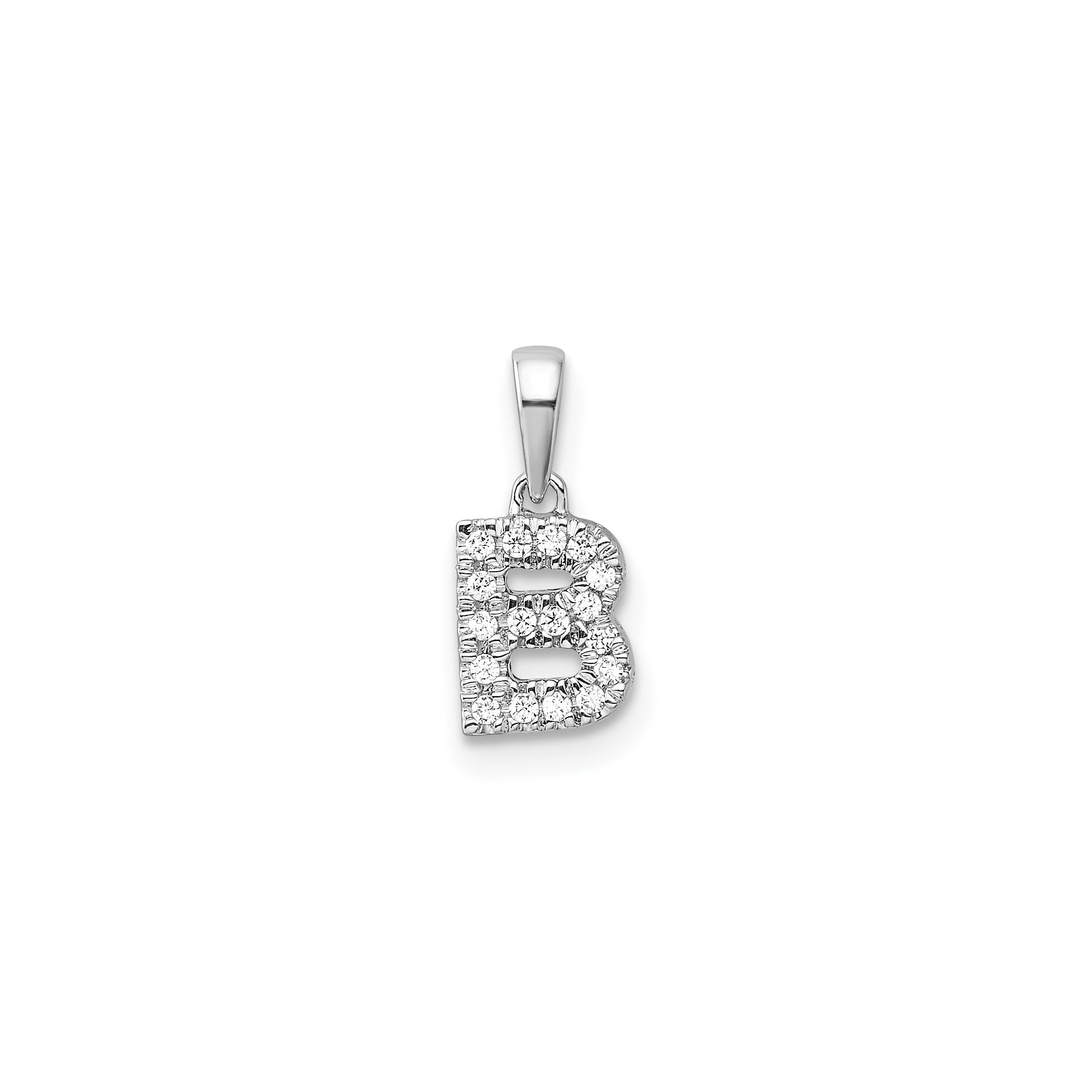 14k White Gold Letter B Initial Pendant Charm with Diamond Accents for ...