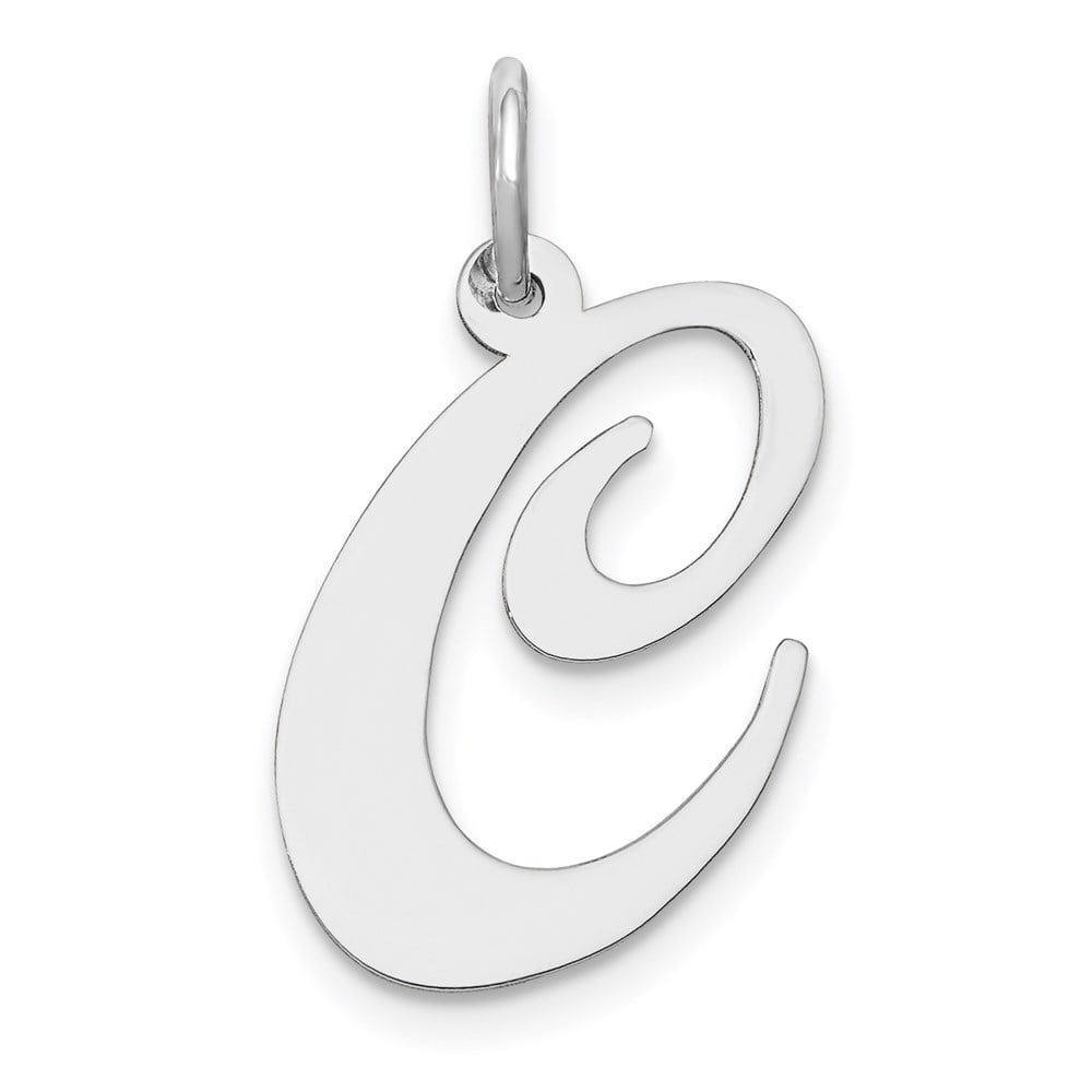 14k White Gold Large Fancy Script Initial C Charm Pendant Fine Jewelry ...