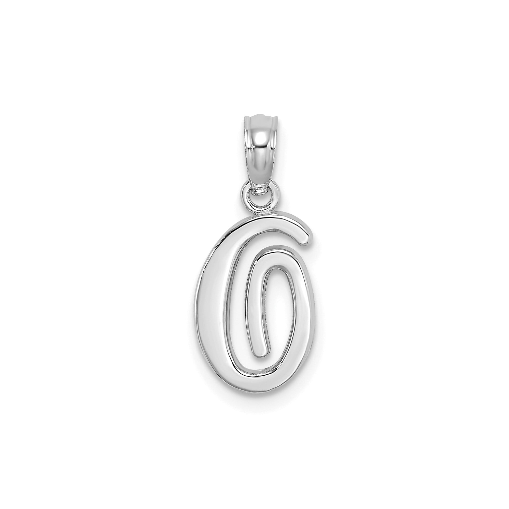 14k White Gold Letter G Pendant for Women, Polished Script Initial ...