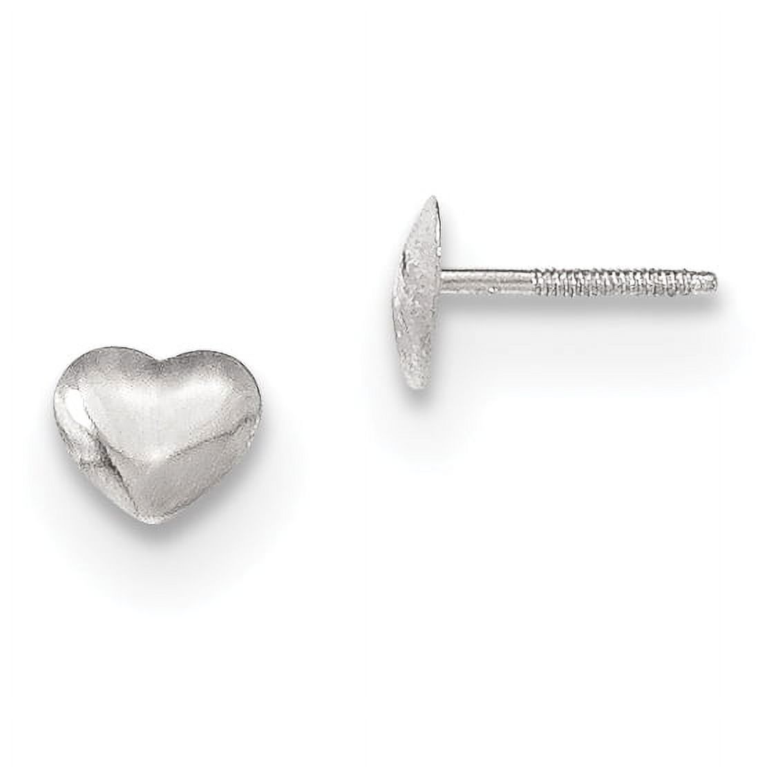 14k White Gold Madi K Heart Screwback Post Earrings 14k White Gold ...