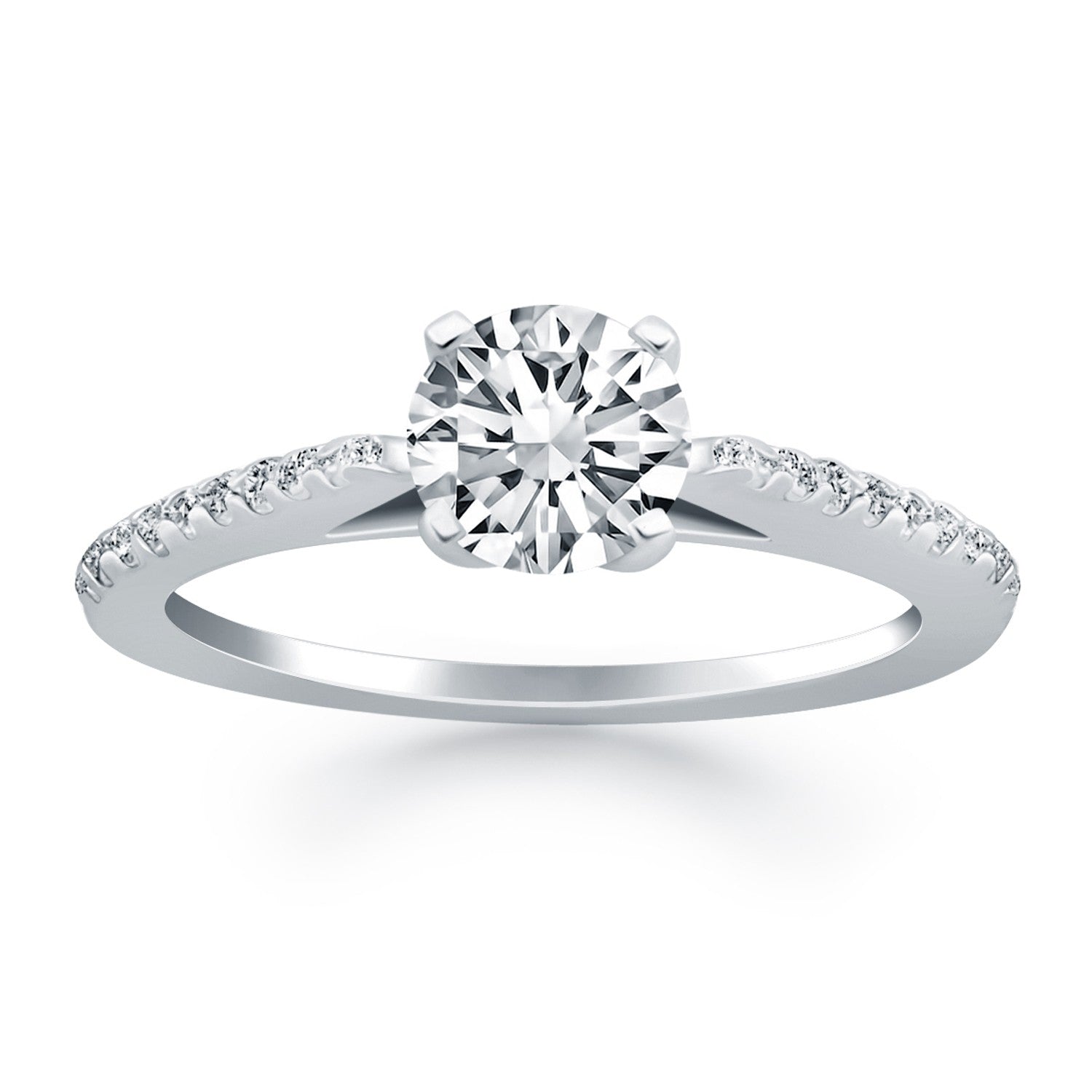 14k White Gold Micro Prong Diamond Cathedral Engagement Ring - Walmart.com