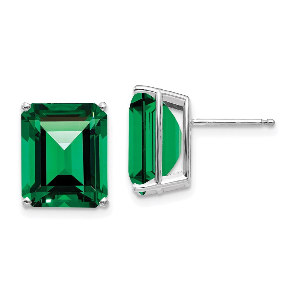 14k White Gold Mount St. Helens Helenite Emerald Stud Earrings Fine ...