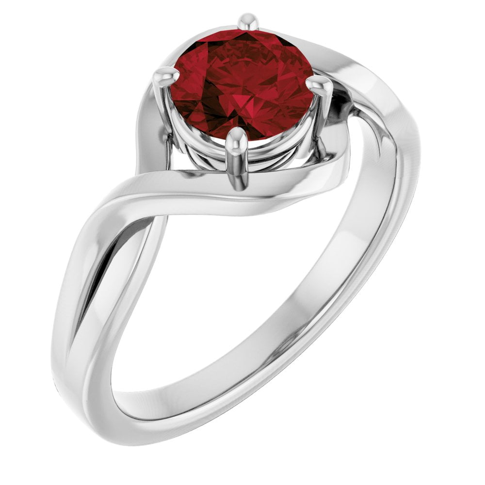 14k White Gold Mozambique Garnet Solitaire Fashion Ring Fine Jewelry ...