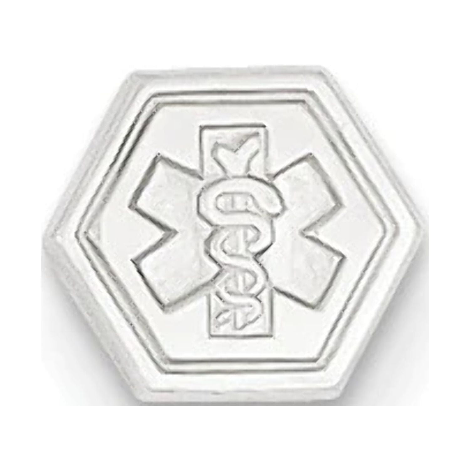 Finest Gold 14K White Gold 6 mm Hexagon Non-enameled Attachable Medical ...