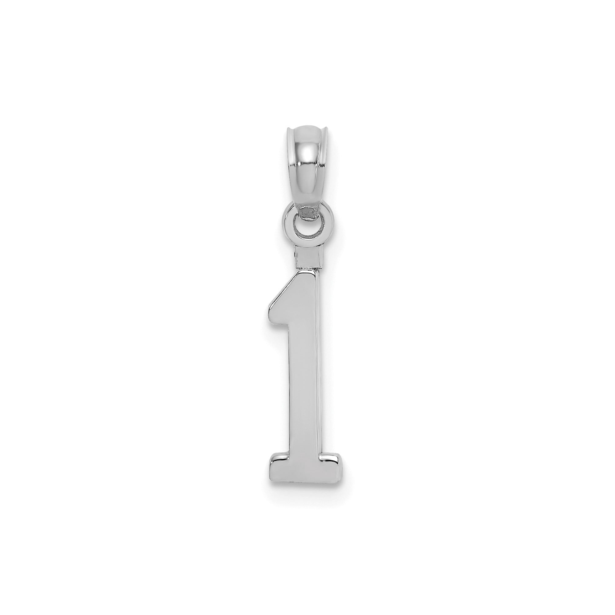 14k White Gold Number One Pendant Charm, Polished Achievement Jewelry ...