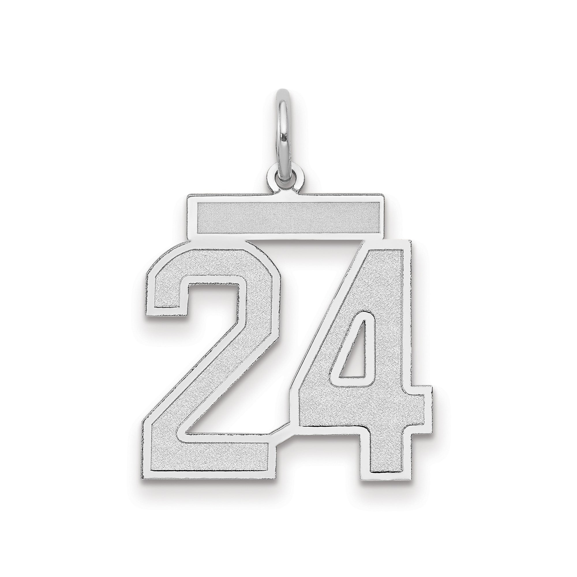 14k White Gold Number 24 Pendant Charm for Men and Women, Varsity Style ...