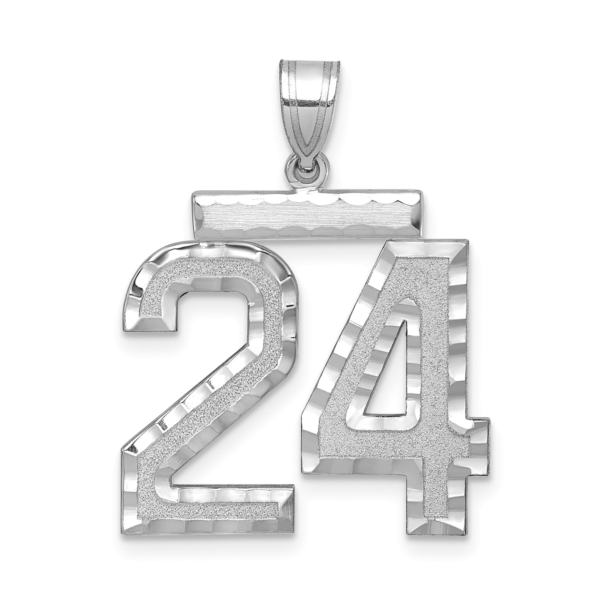 14k White Gold Number 24 Pendant for Men or Unisex, Bold Polished and ...