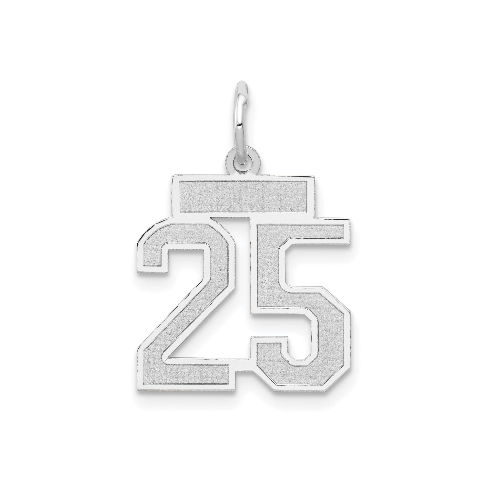 14k White Gold Number 25 Pendant for Necklace or Bracelet, Block Style ...