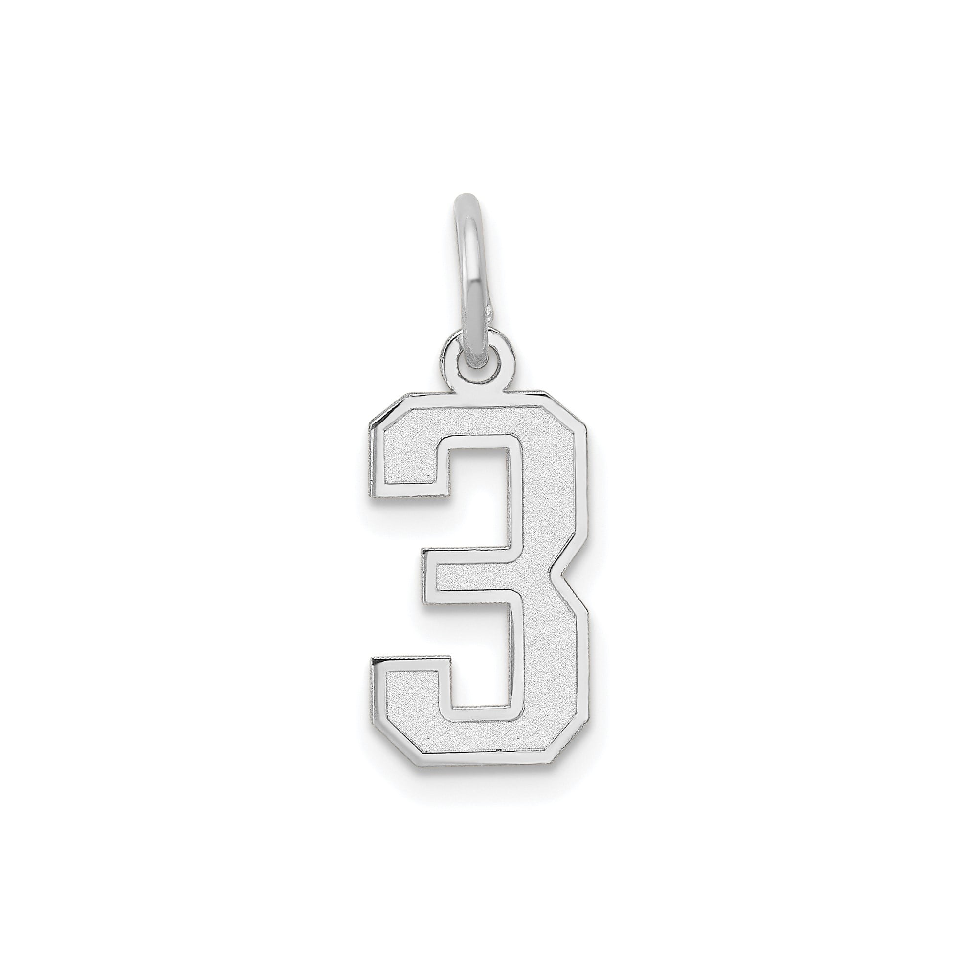 14k White Gold Number 3 Pendant Charm for Men and Women, Bold Block ...
