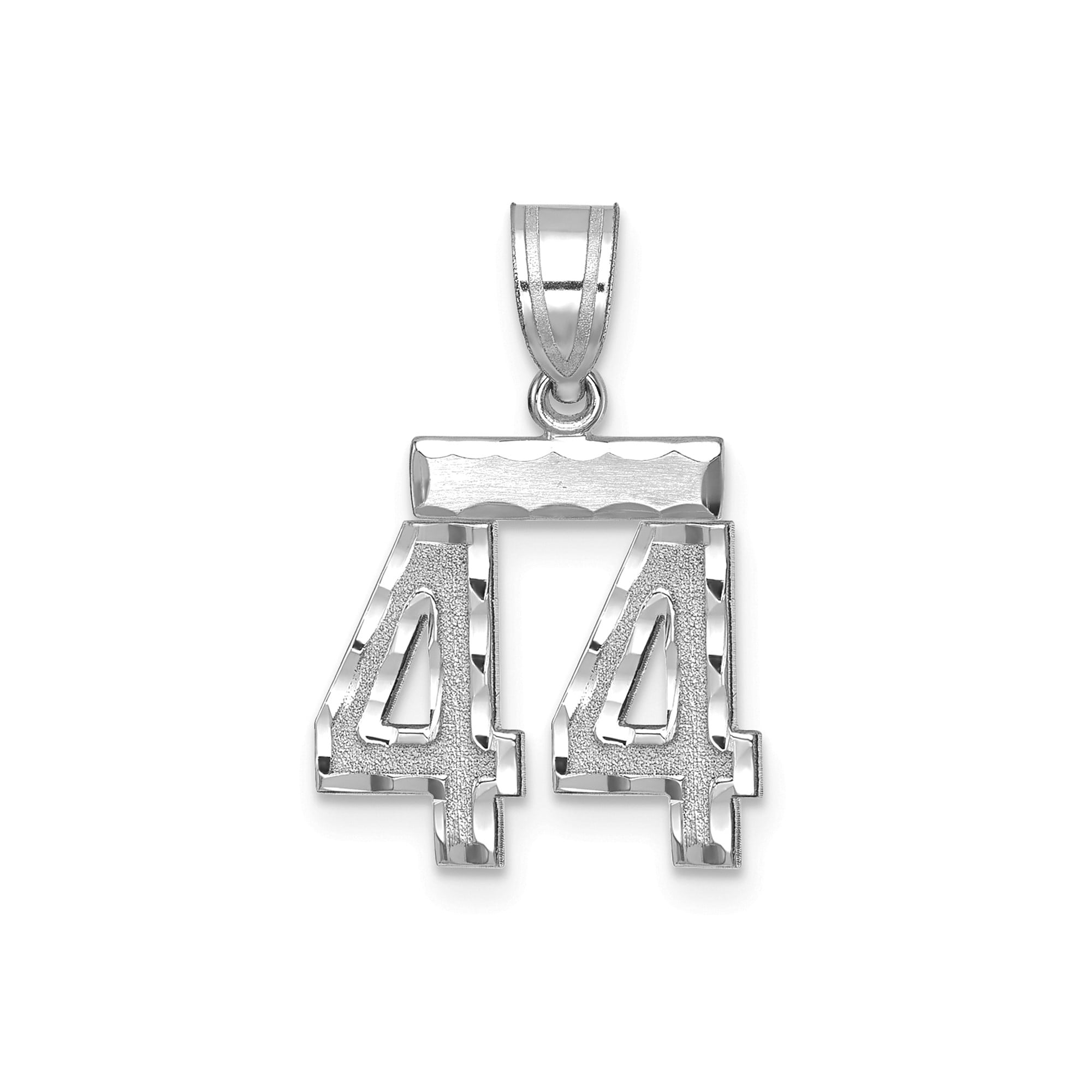 14k White Gold Number 44 Pendant for Men or Unisex, Polished and ...