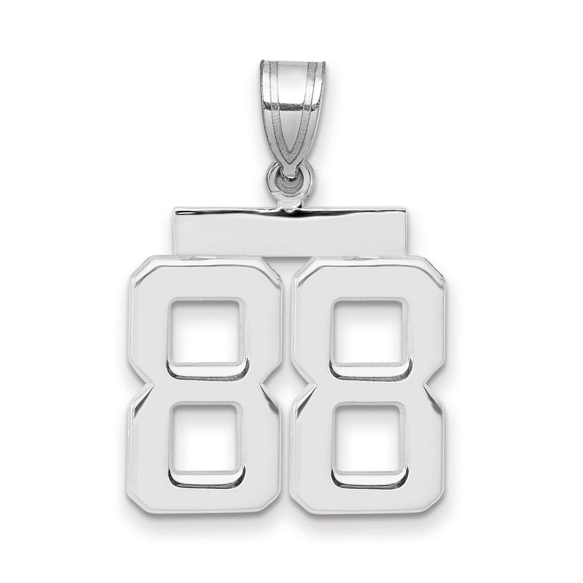 14k White Gold Number 88 Pendant for Men or Unisex, Bold Sporty Font ...