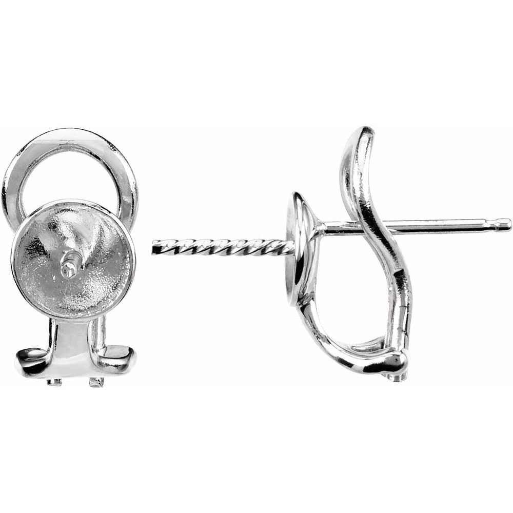 14k White Gold Omega Earring Mounting for 7-12mm Pearl Fine Jewelry For ...
