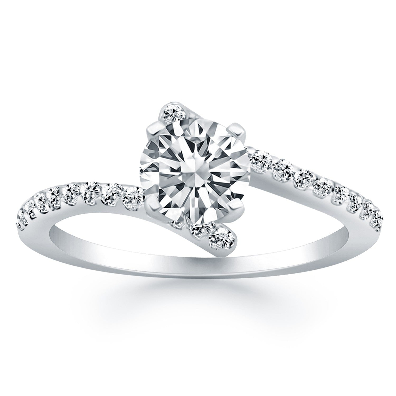 14k White Gold Open Shank Bypass Diamond Engagement Ring - Walmart.com