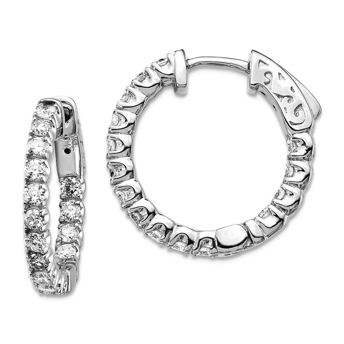 14k White Gold Oro Spotlight Lab Grown Diamond SI+ H+ Round Hoop With ...