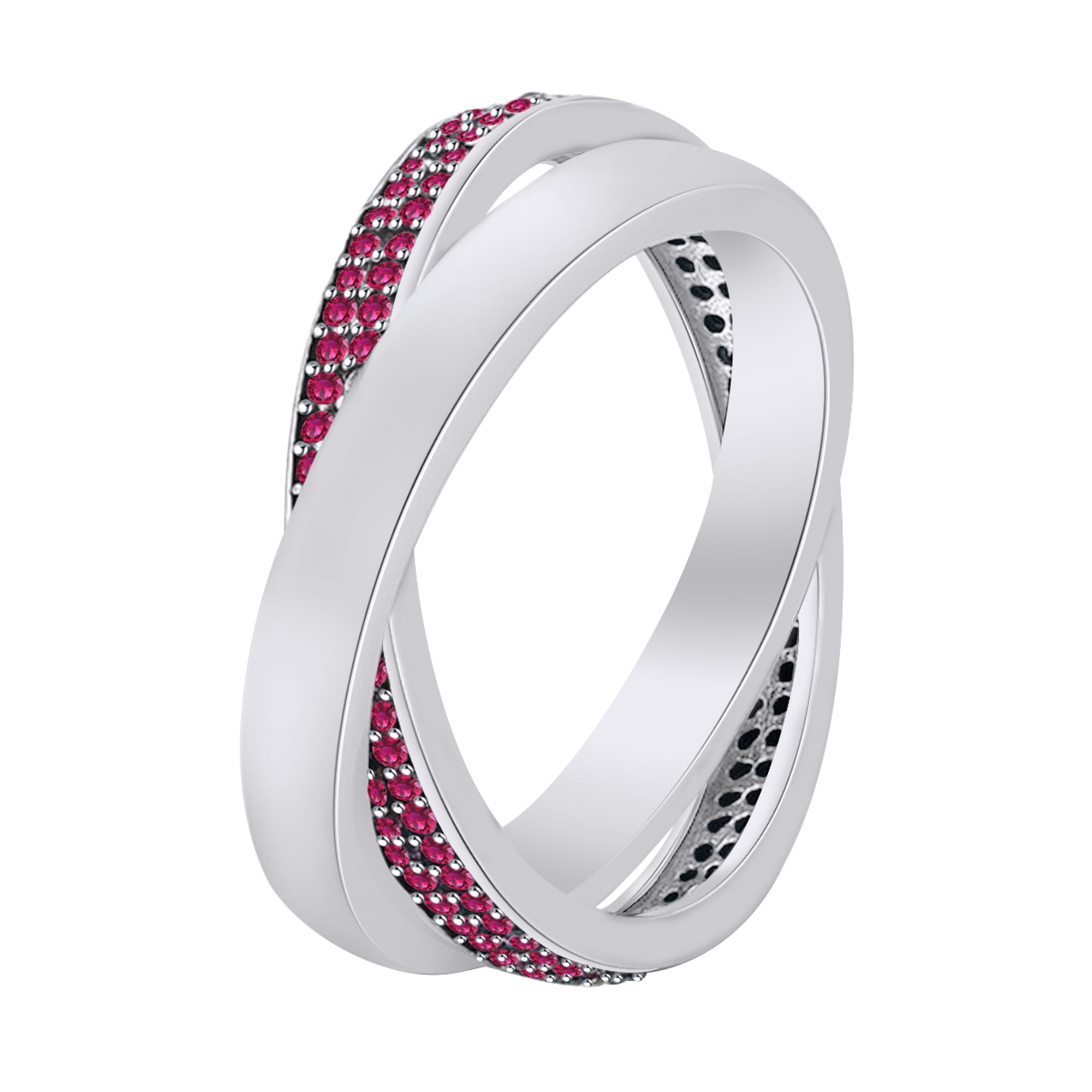 AFFY 14k White Gold Over Sterling Silver Round Shape Simulated Pink ...