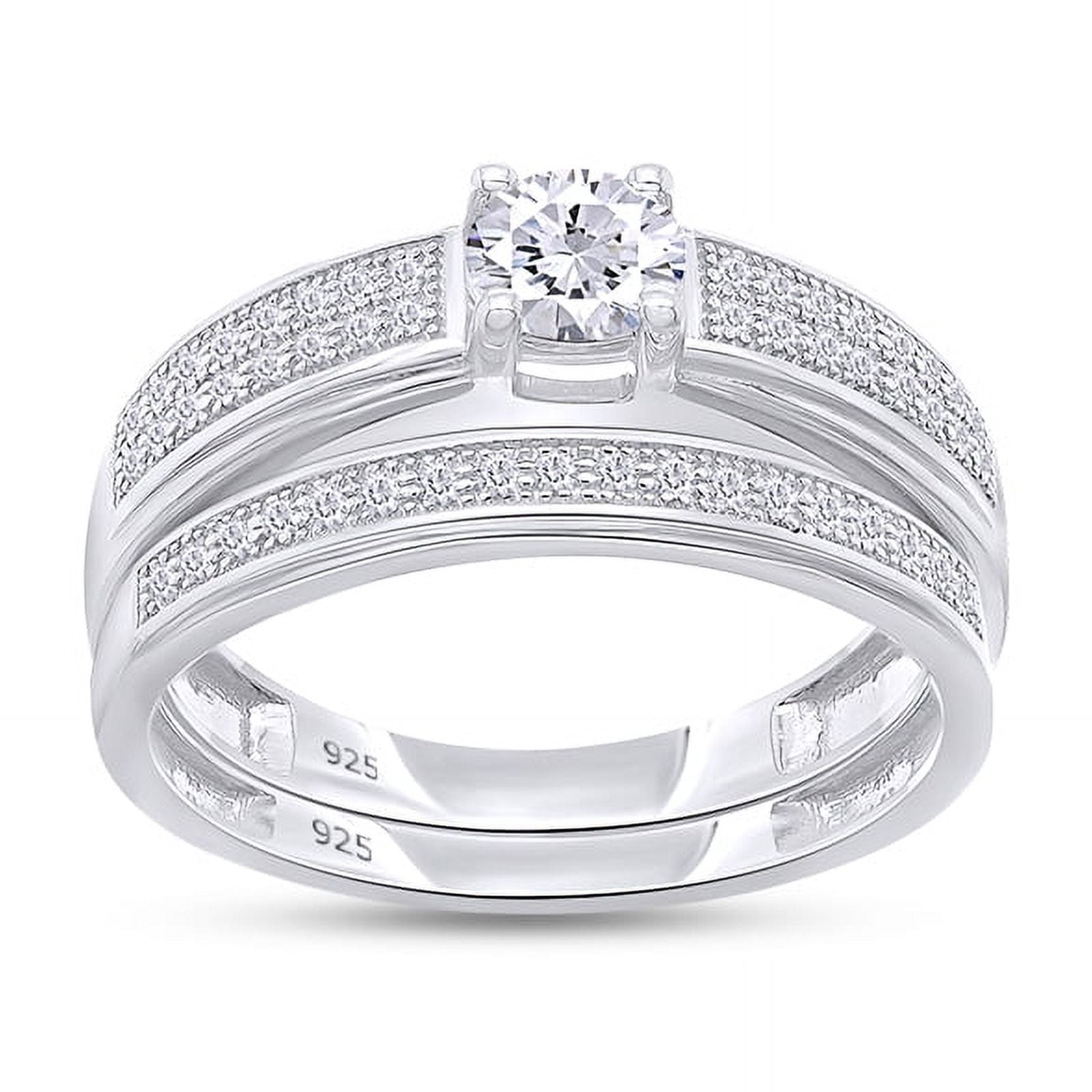 AFFY 14k White Gold Over Sterling Silver Round Shape White Cubic ...