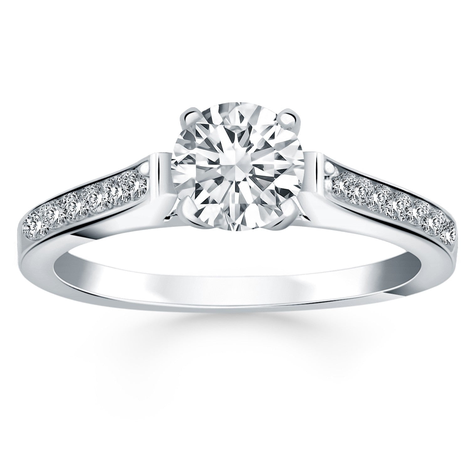 14k White Gold Pave Diamond Cathedral Engagement Ring - Walmart.com