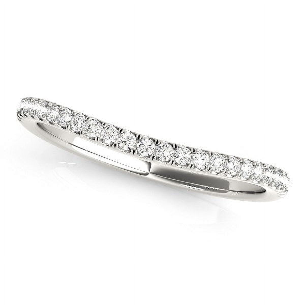 14k White Gold Pave Setting Style Curved Wedding Band (1/10 cttw ...