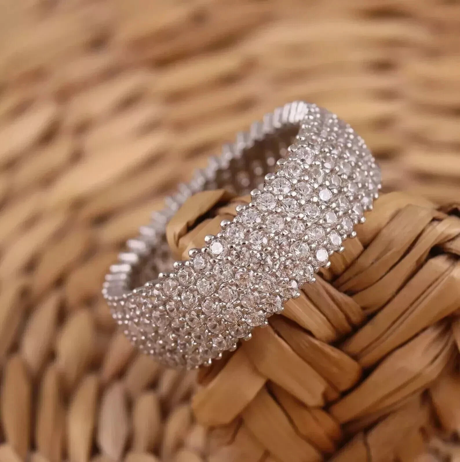 14k White Gold Plated 2.50ct Round Cut Simulated Diamond Cluster Five ...