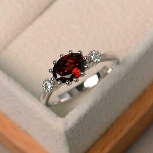 14k White Gold Plated 2Ct Oval Cut Simulated Red Ruby Women's ...