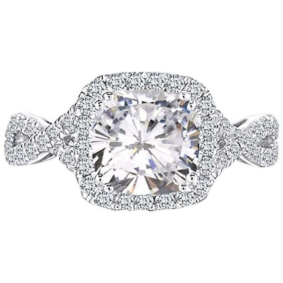 AFFY 14k White Gold Plated Silver 2ct Center 7.5mm G-H-I Color Near ...