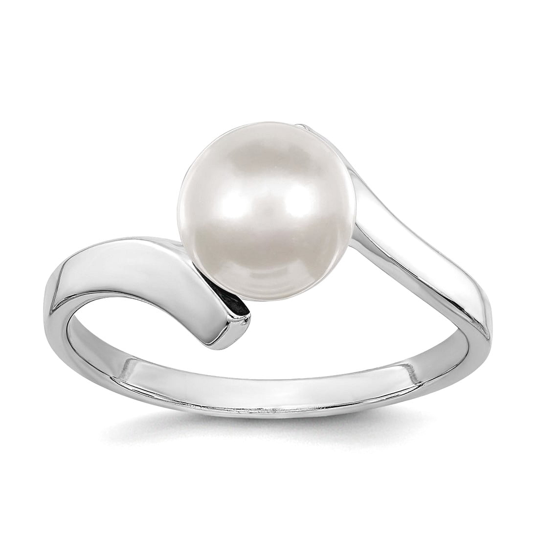 14k White Gold Polished 7mm Fw Cultured Pearl Ring Size 6 Ring for ...