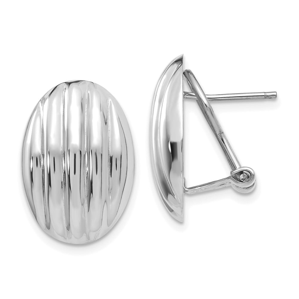 14k White Gold Polished Fancy Omega Back Post Earrings QTM353 - Walmart.com