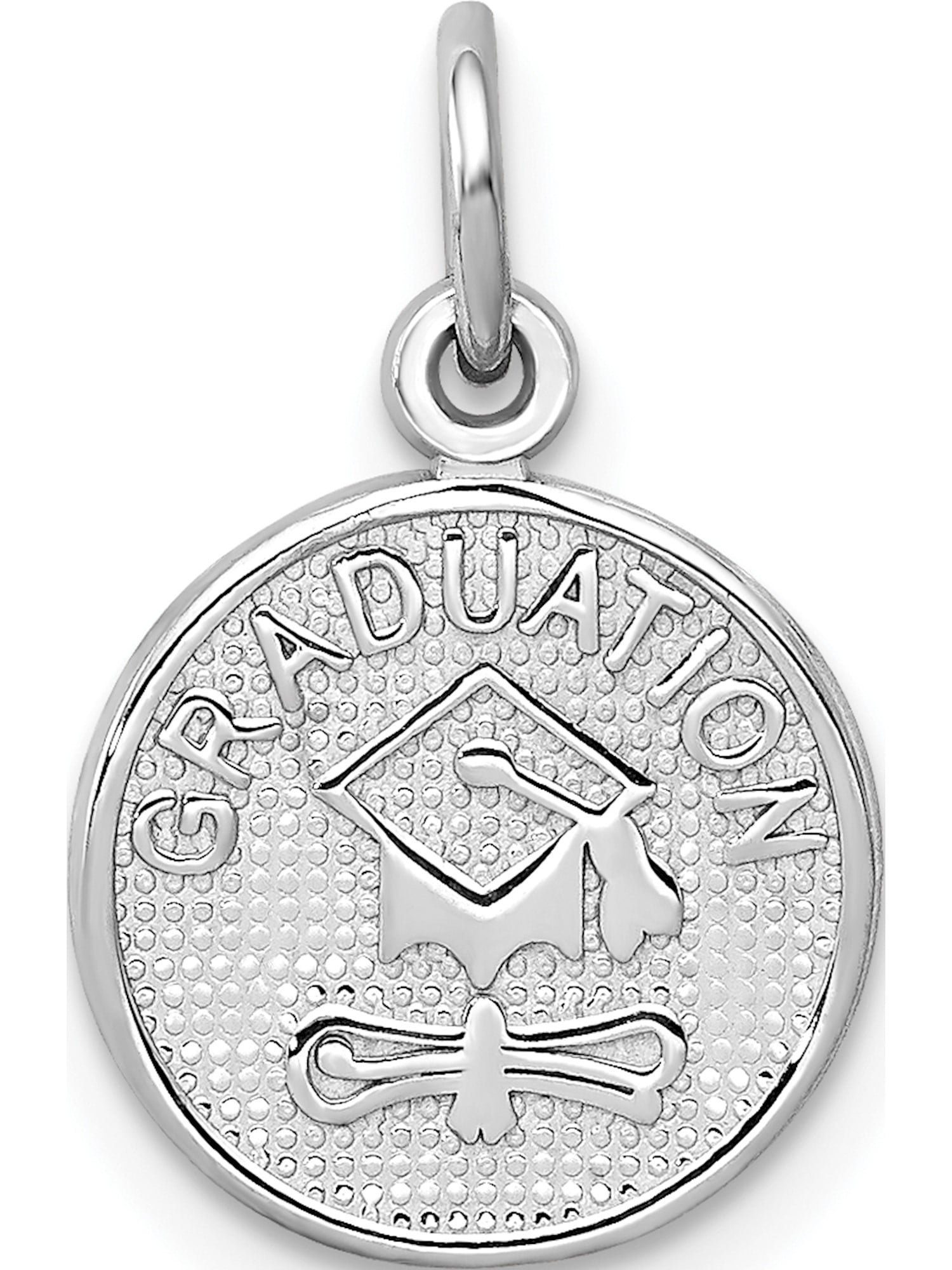 14k White Gold Polished Graduation Disc (11x18mm) Pendant / Charm ...